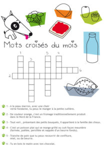 Mots croisés n°11 - les aliments du mois de Février - La Table des Enfants