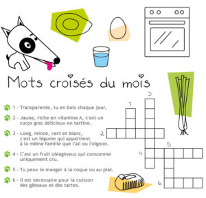 Mots croisés n°12 - les aliments du mois de Mars - La Table des Enfants