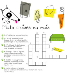 Mots croisés n°18 - les aliments de Novembre - La Table des Enfants