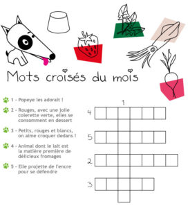 Mots croisés n°02 - les aliments du mois d'avril - La Table des Enfants