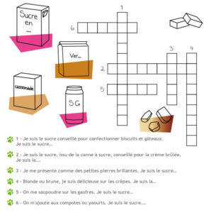 Mots croisés n°21 - le sucre - La Table des Enfants