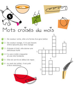 Mots croisés n°05 - les aliments du mois de Juillet - La Table des Enfants