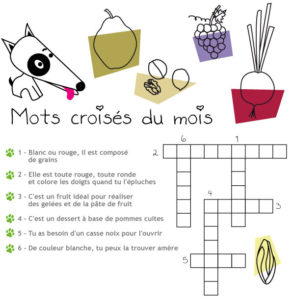 Mots croisés n°08 - les aliments du mois d'Octobre - La Table des Enfants